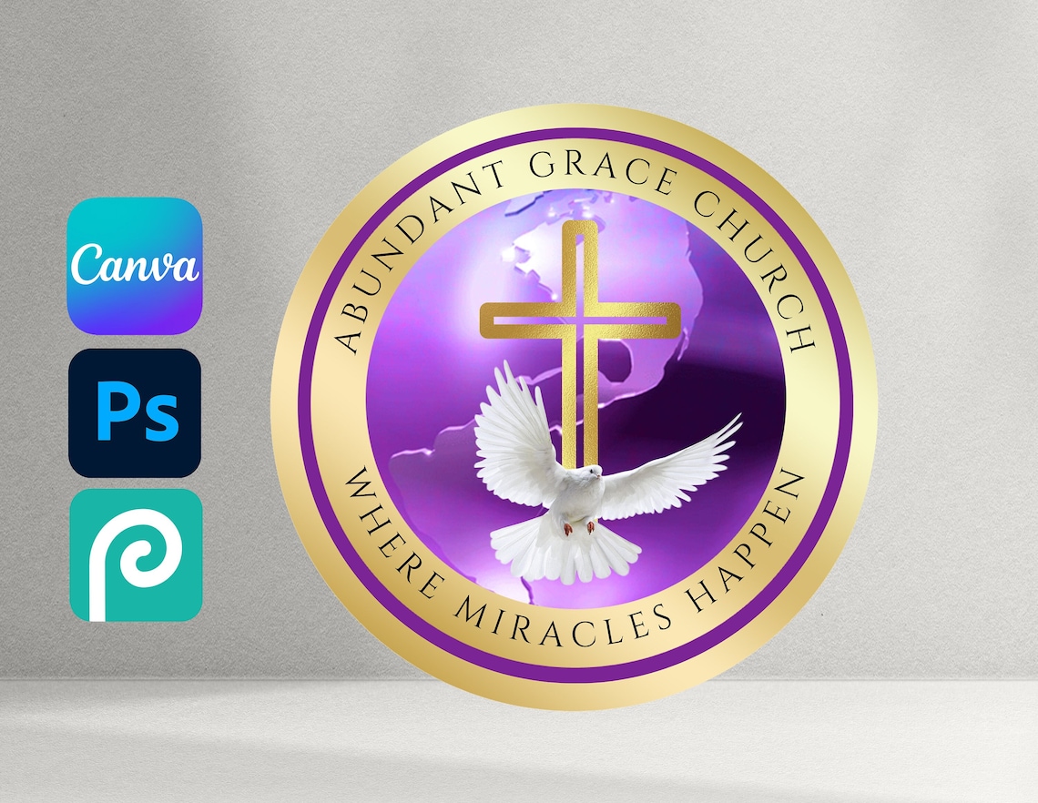 Church Logo Template, Gold and Purple Design - Etsy