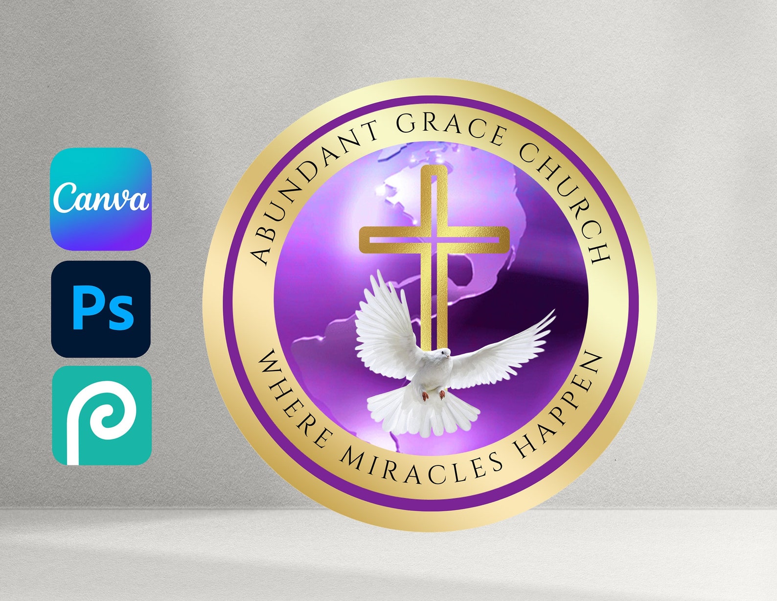 Church Logo Template, Gold and Purple Design - Etsy