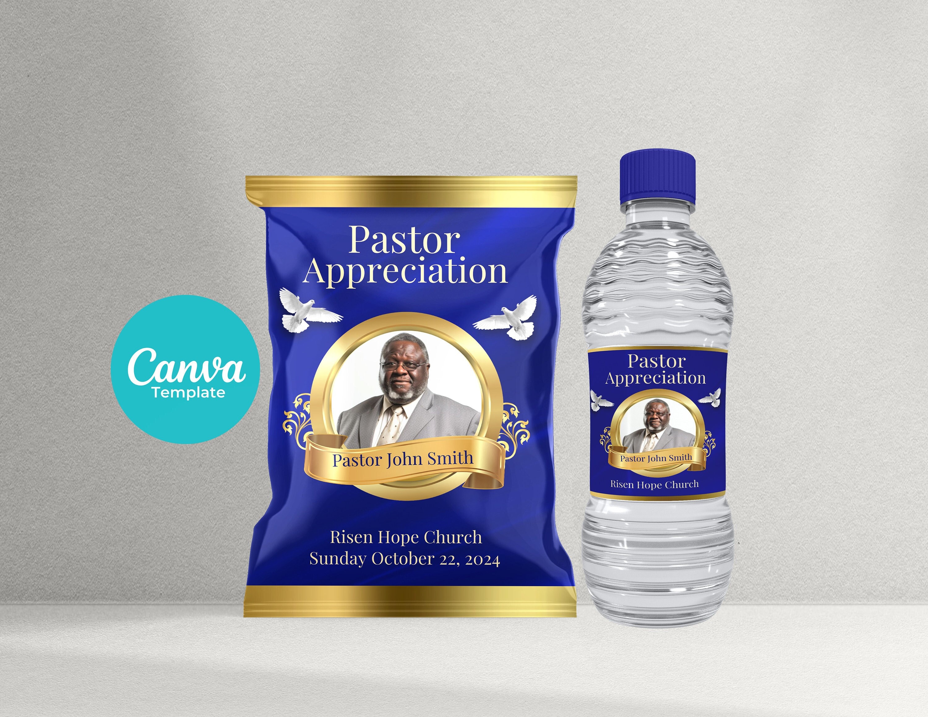 Pastor Appreciation Chip Bag and Water Bottle Label Template - Etsy