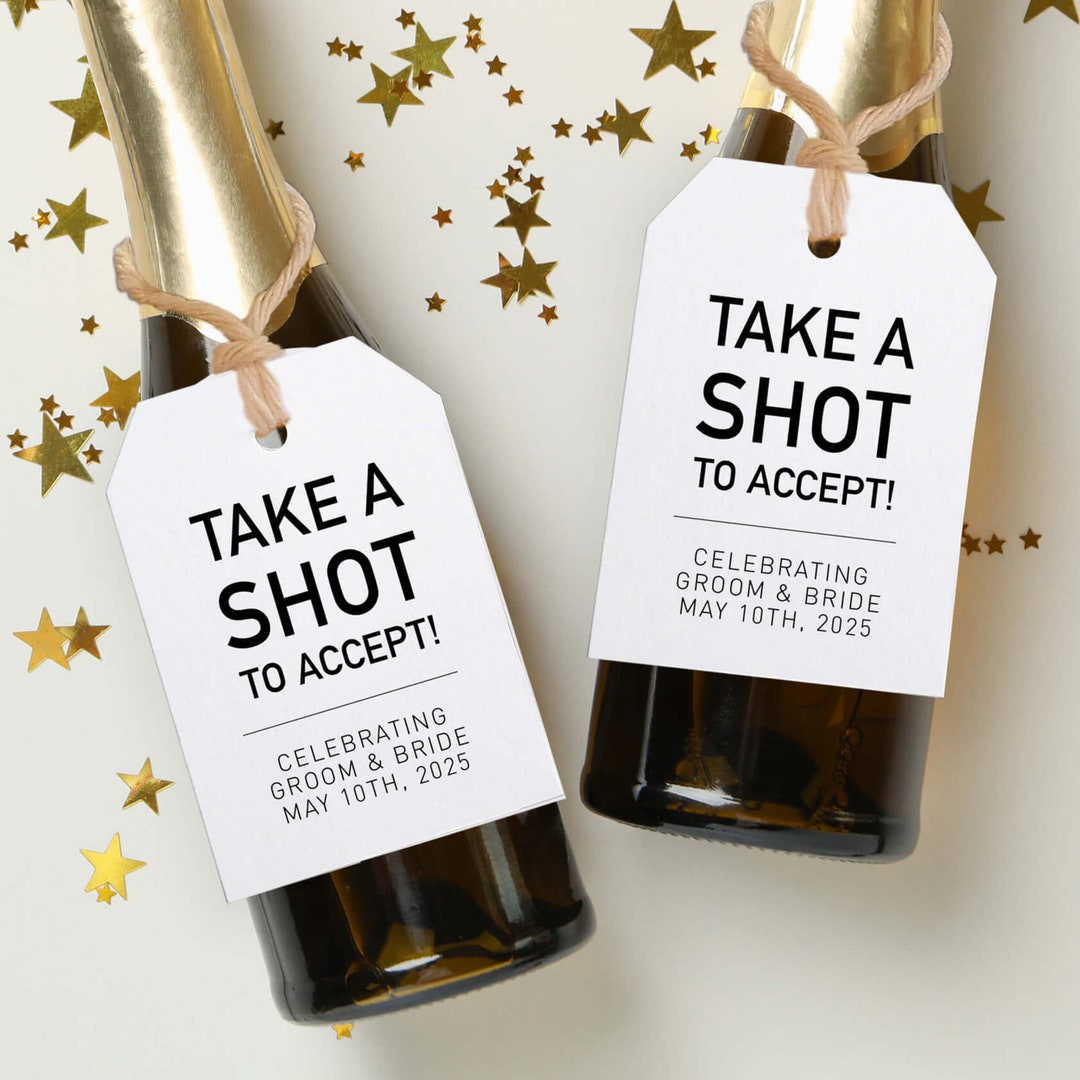 Take A Shot to Accept! Mini-alcohol Bottle Gift Tags for Bridal Party ...