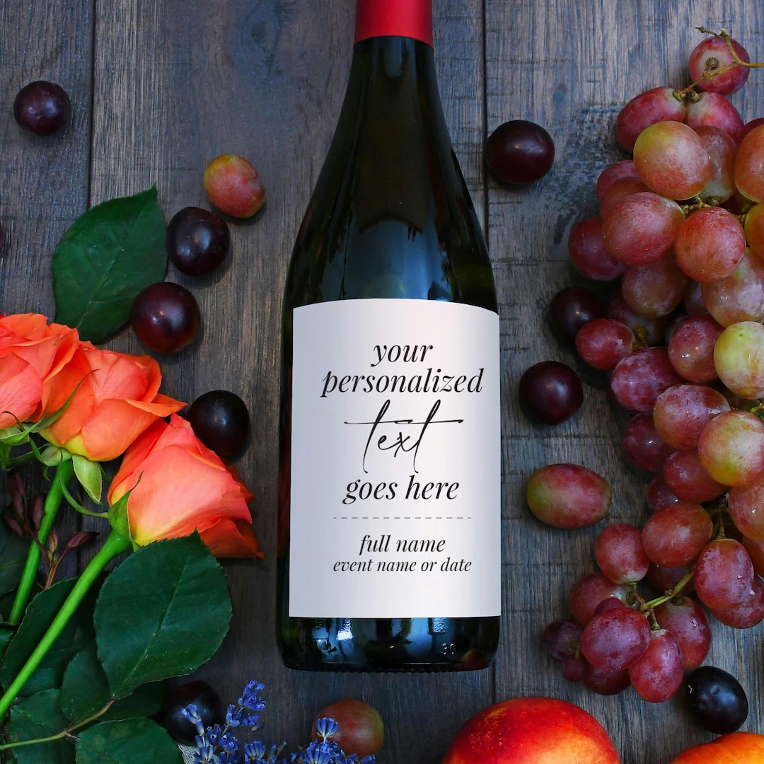 Custom Cursive Wine Bottle Sticker Label (4"x4" or 4"x5"): Personalized ...