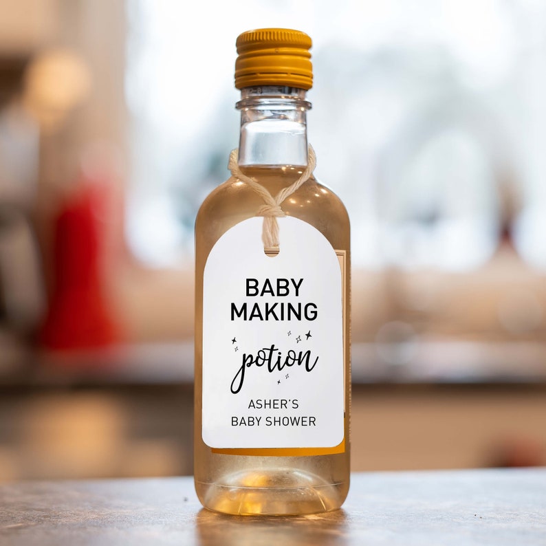 Baby Making Potion Mini-alcohol Round Bottle Tags for Baby Shower Decor ...