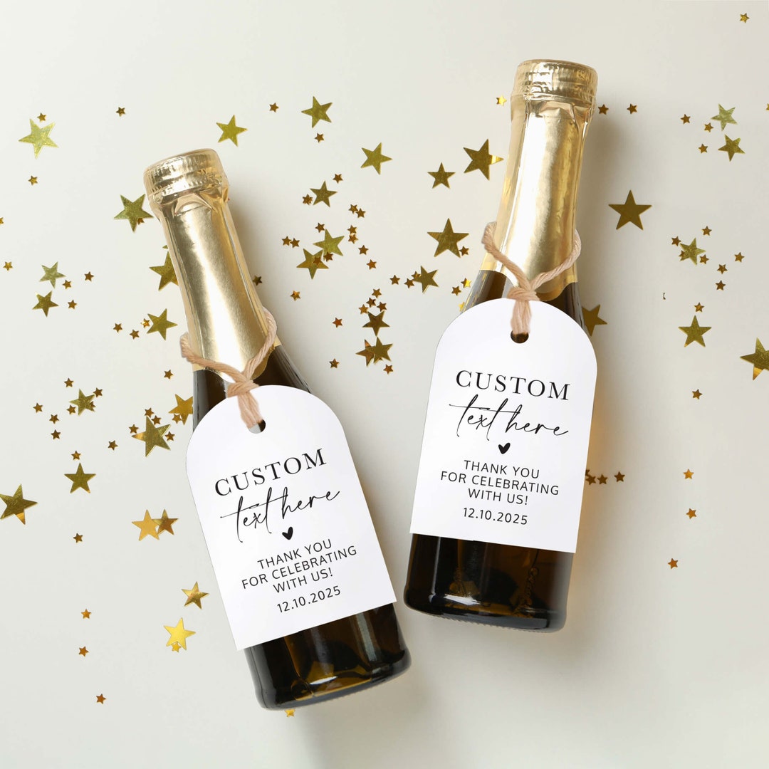 Custom Cursive Mini Bottle Gift Tags (1.25"x1.8" In): Wedding, Birthday ...