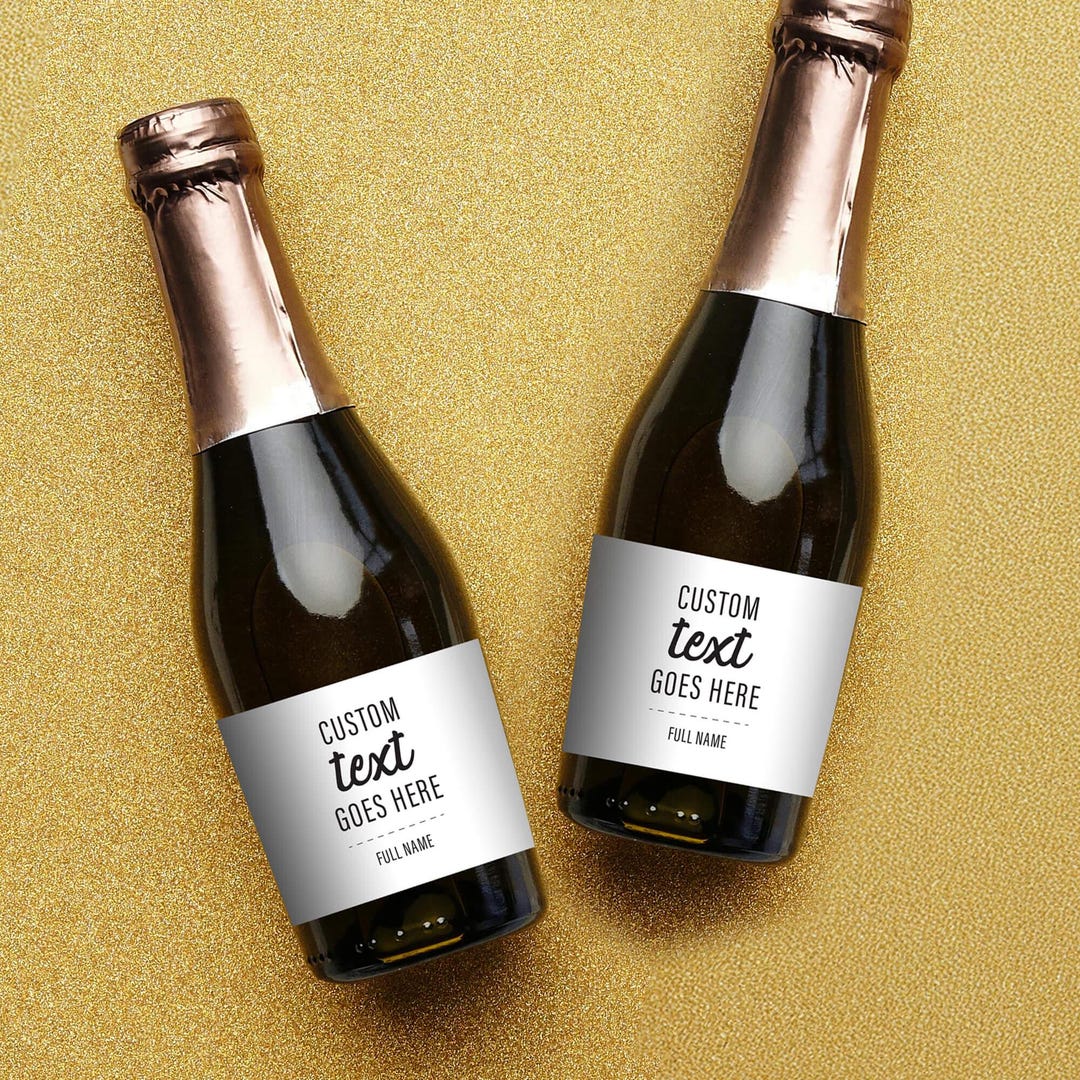 Custom Mini Champagne Bottle Sticker Label (3"x2"): Personalized Party ...