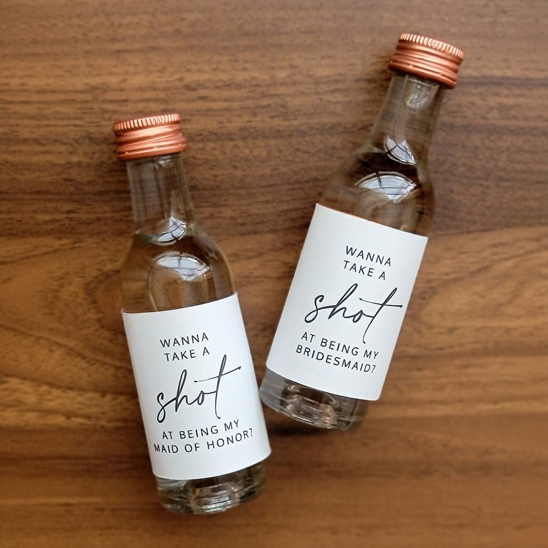 Bridesmaid Proposal Mini Bottle Sticker Label (3"x2"): Wedding Bridal ...