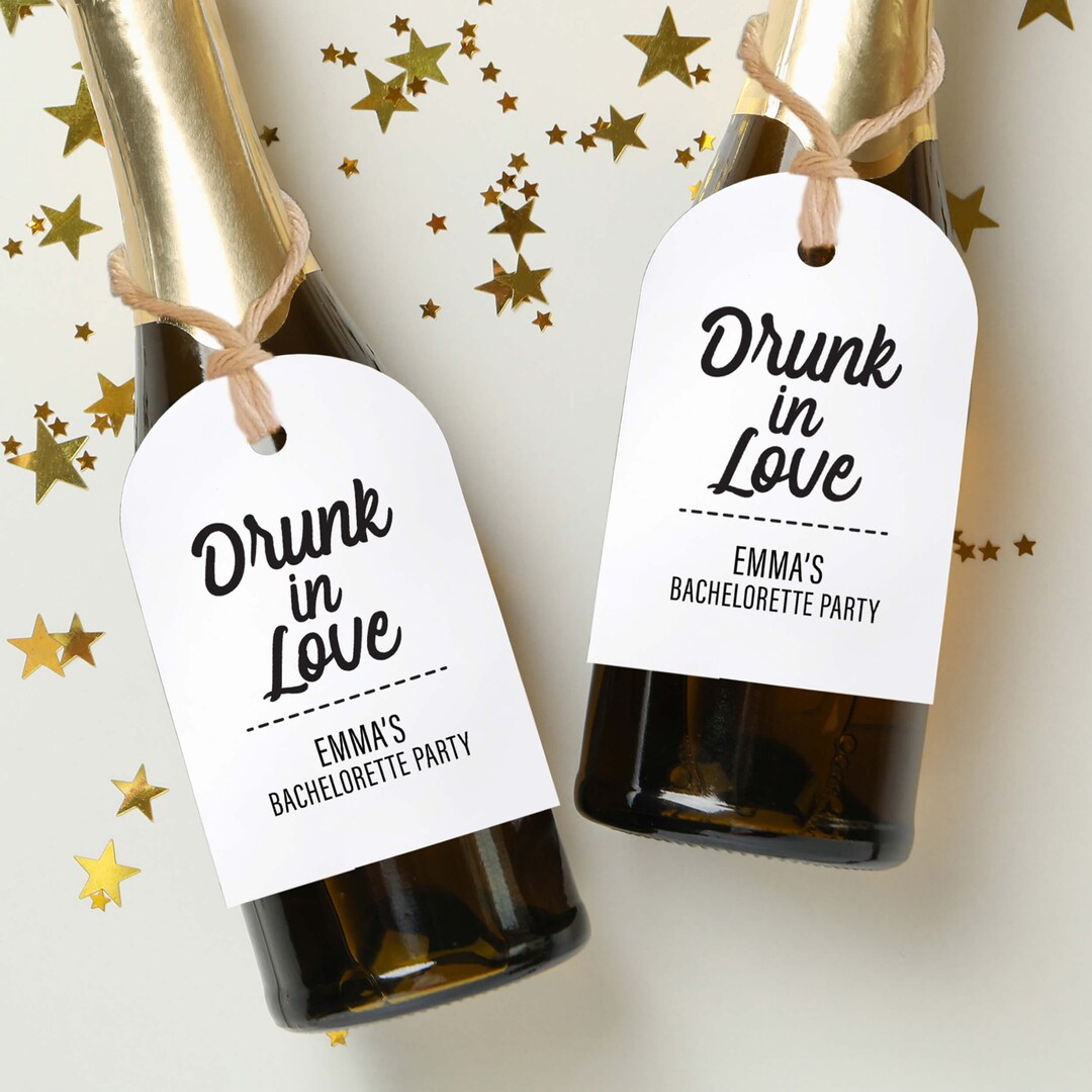 Drunk in Love Mini-alcohol Bottle Tags for Bachelorette or Bachelor ...