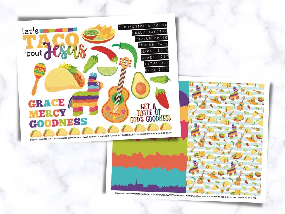 Bible Journaling Printable | Let's Taco Bout Jesus, Guac, Taco Stickers ...
