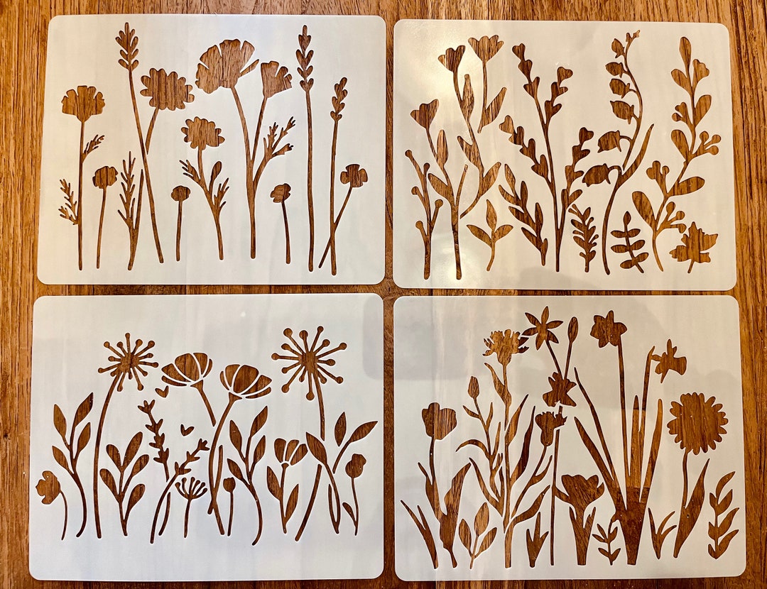 Flower Stencils for Crafts Wildflower Patterns Templates Art Set of 12 ...