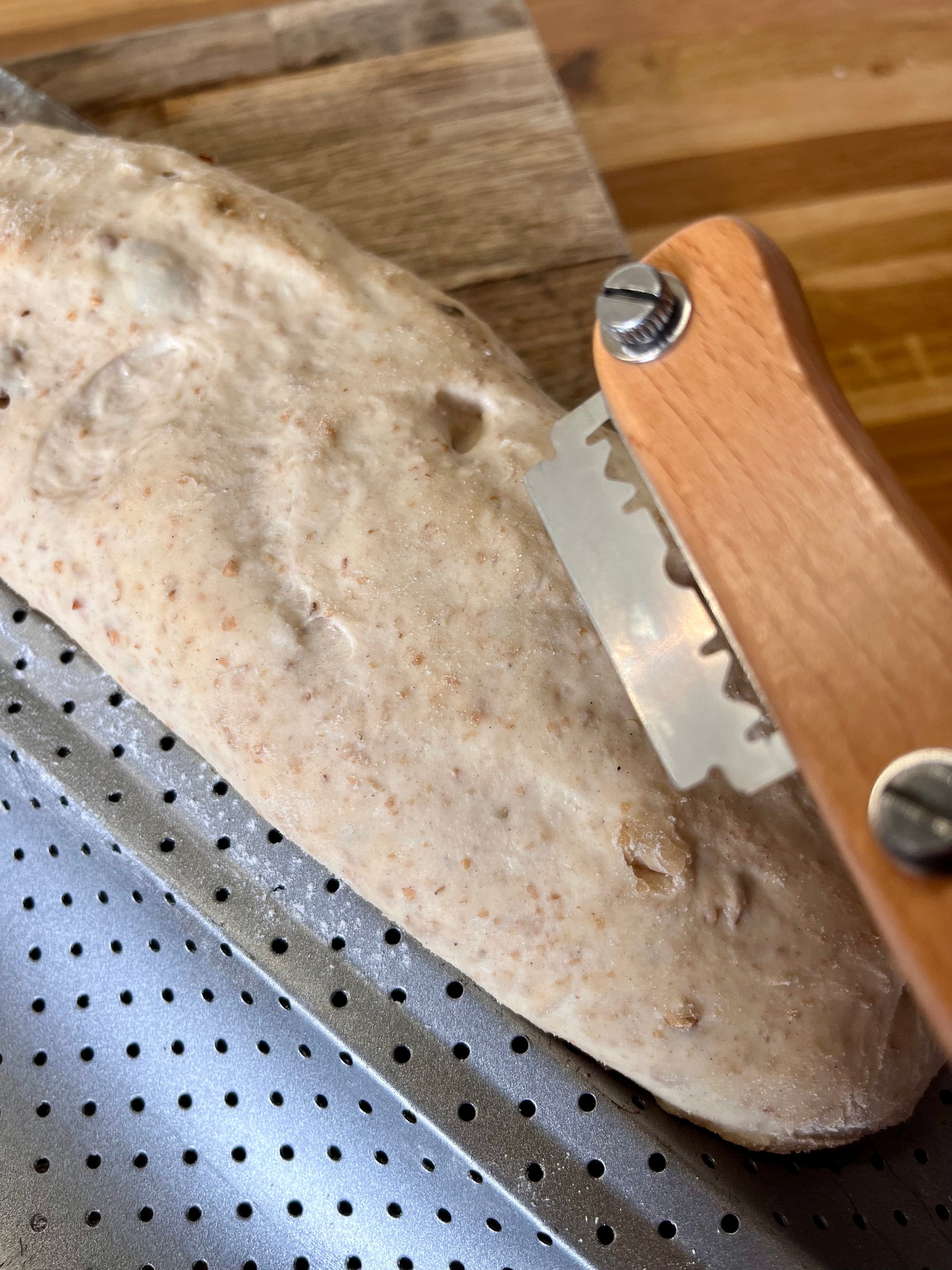 Wooden Bread Lame With Stainless Steel & Wood Handle Set With 5 ...