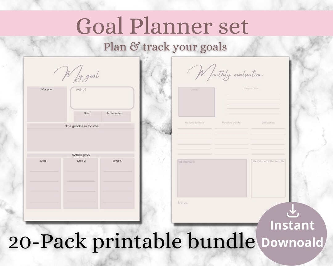 20 Pack Bundle| Goal Planner| Goal Tracker | Organizer | Affirmations ...