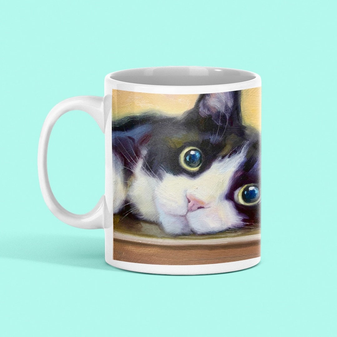 Cat Art Ceramic Mug 11oztuxedo Cat Coffee Mugcat Painting Coffee Tea ...