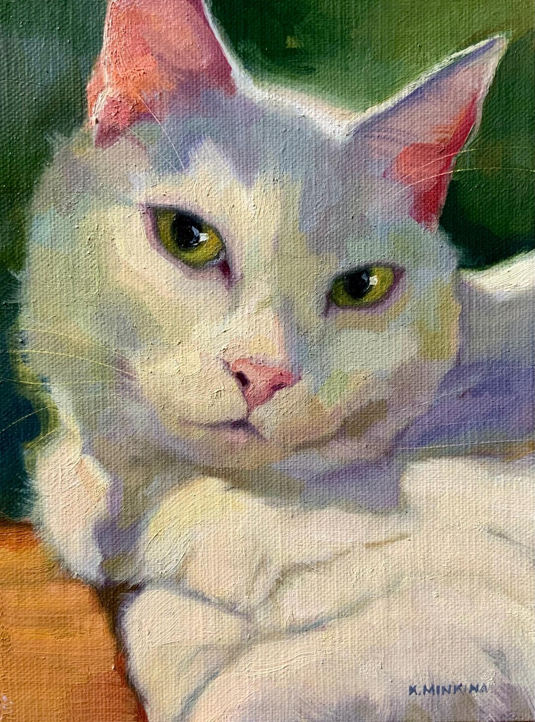 Adopt655*original White Cat Painting*white Cat Portrait in Oil*vibrant ...