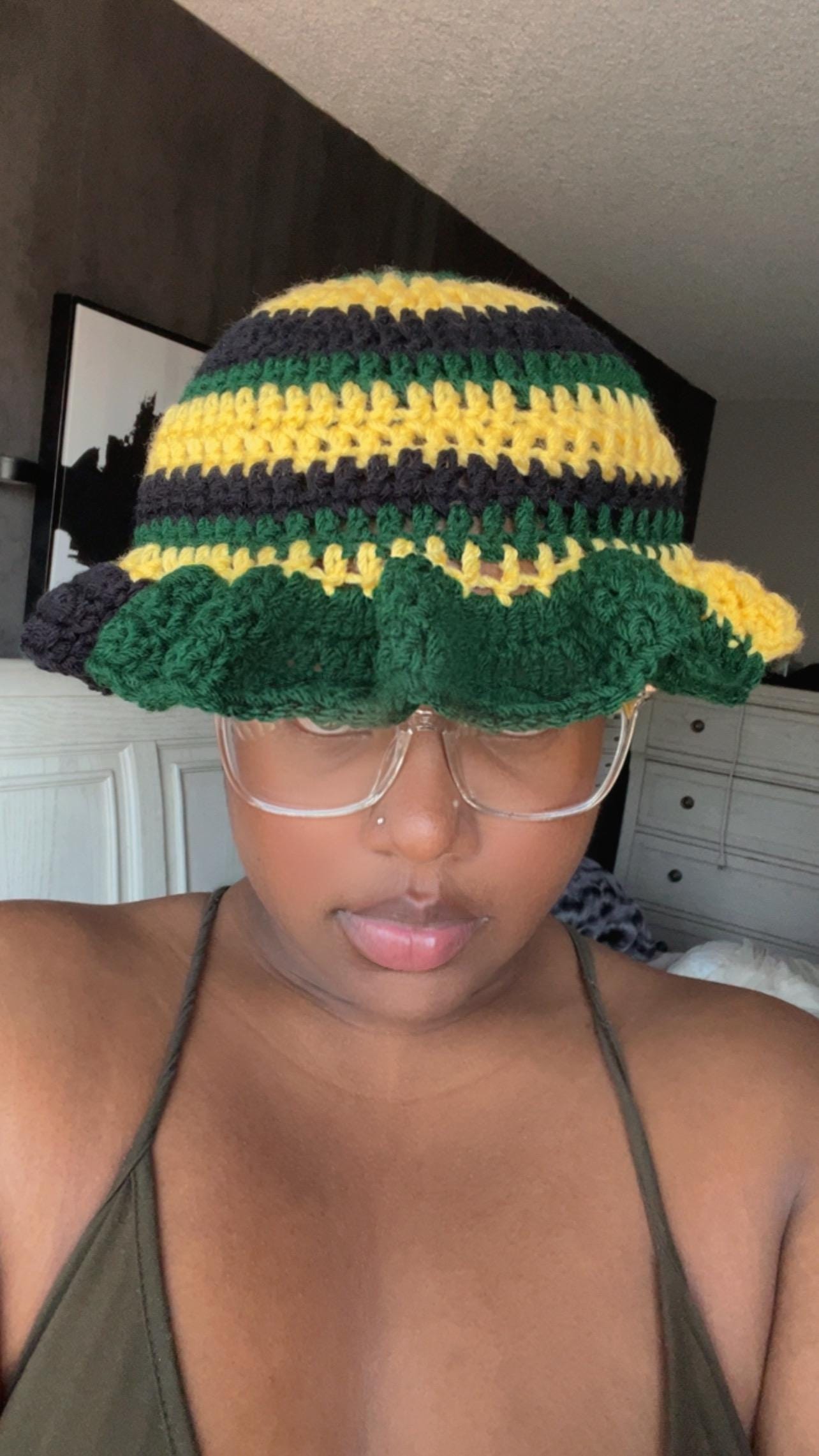 Reggae Inspiredcrochet Ruffle Edge Hat |crochet Ruffled Hat| Summer Hat ...