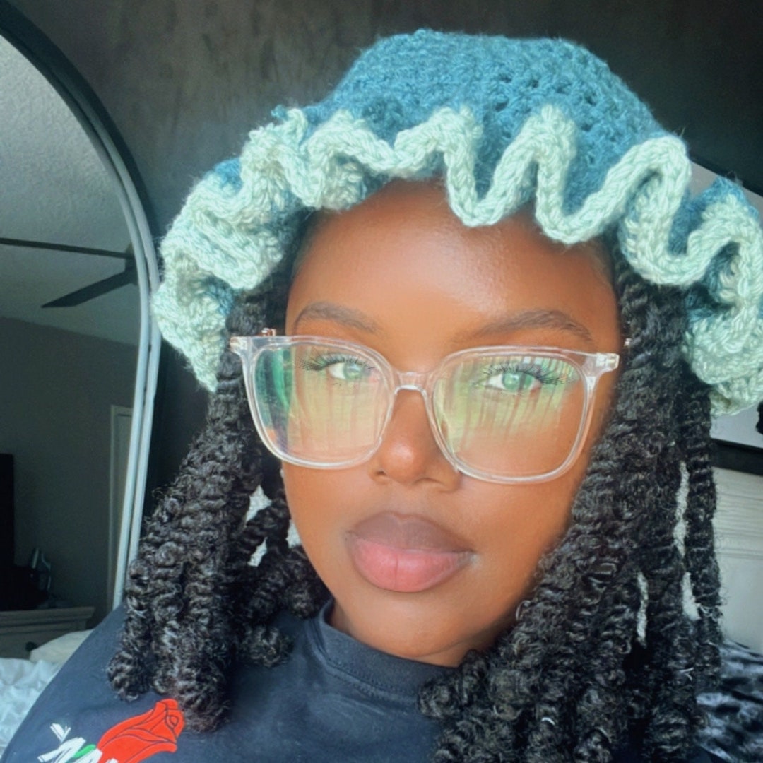 Two Tone Crochet Ruffle Edge Hat crochet Ruffled Hat Summer Hat Ruffle ...