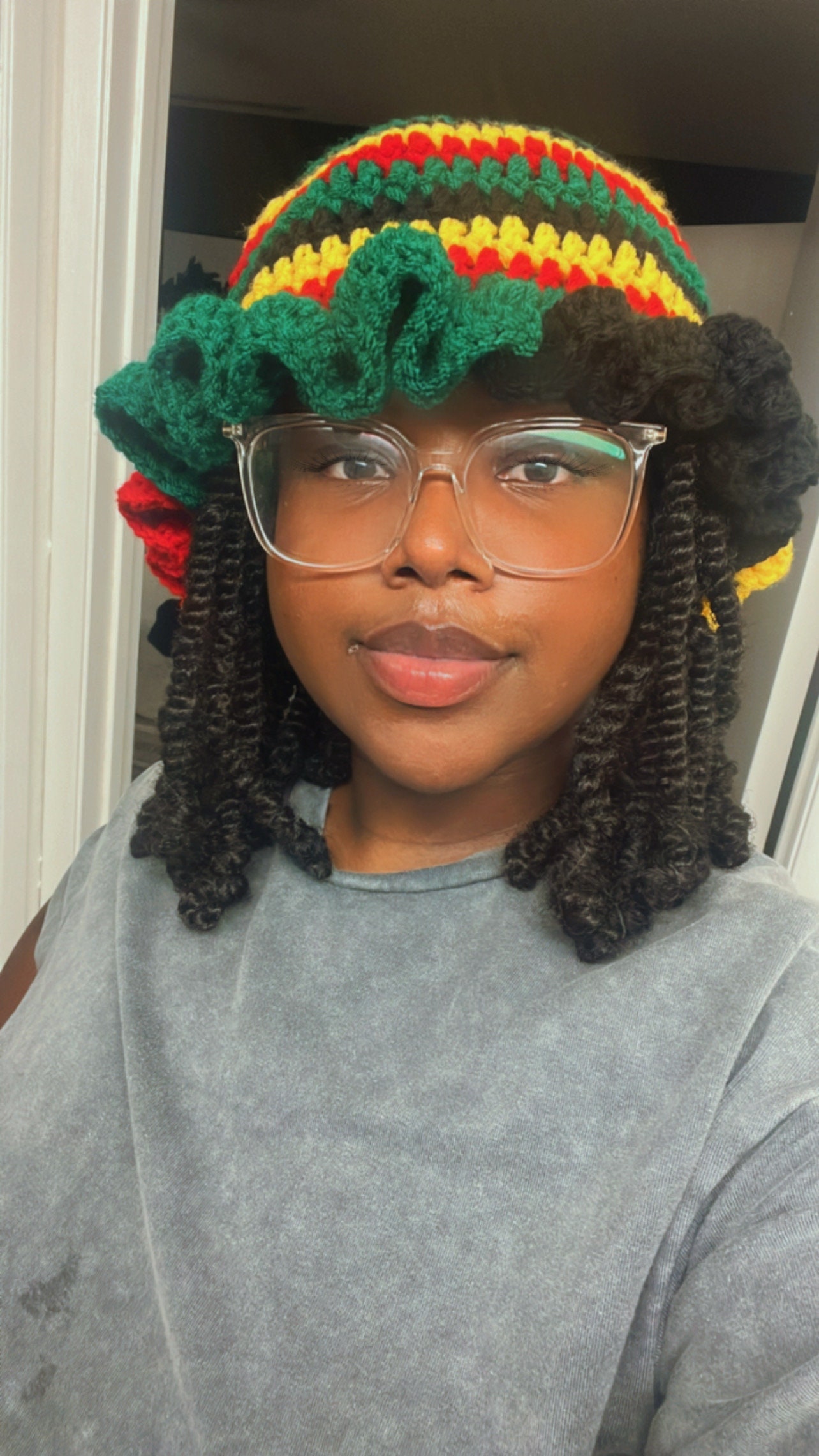 Reggae Inspiredcrochet Ruffle Edge Hat crochet Ruffled Hat Summer Hat ...