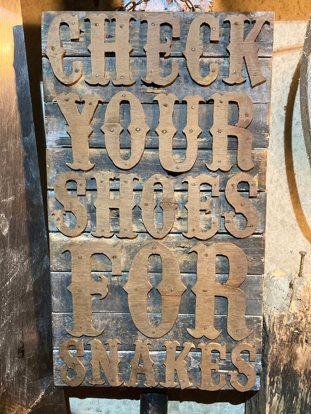 Old-fashioned Western Style Sign 'check Your Shoes for - Etsy