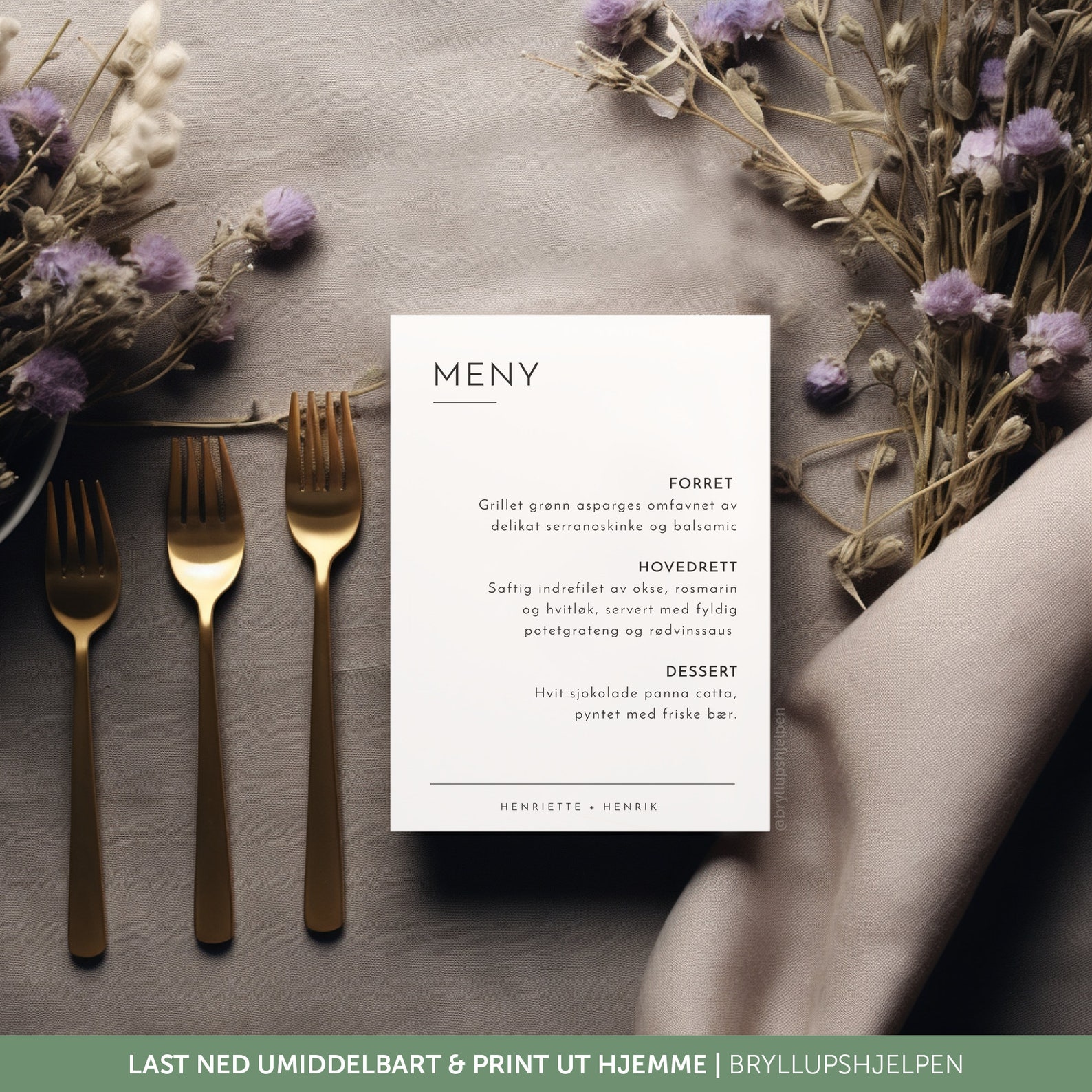 Bryllupsmeny 'MINIMALISTISK' | Treretters Meny | Matprogram | Mal ...