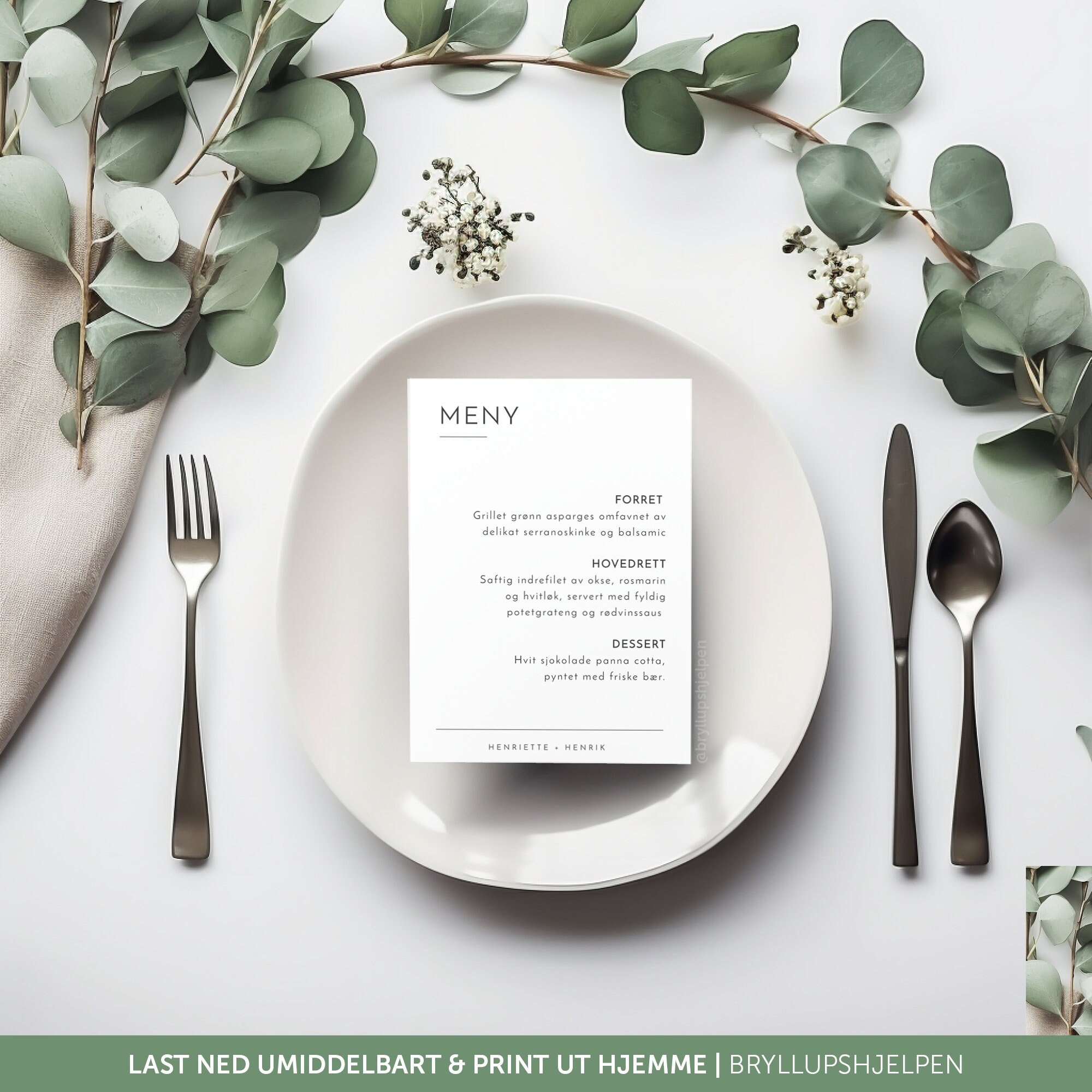 Bryllupsmeny 'MINIMALISTISK' | Treretters Meny | Matprogram | Mal ...