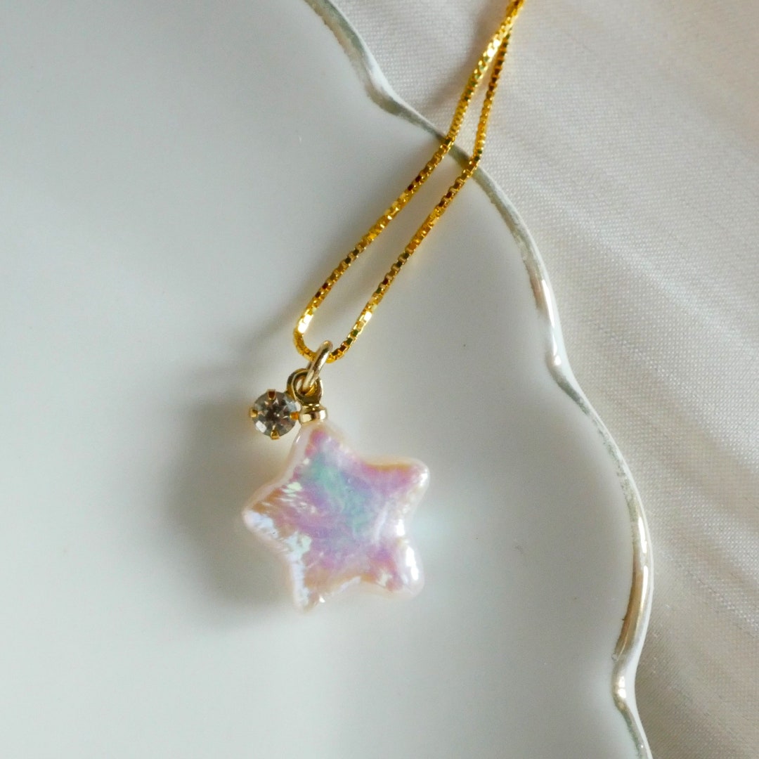 Real Freshwater Star Pearl Pendant, Adjustable Star Baroque Pearl ...