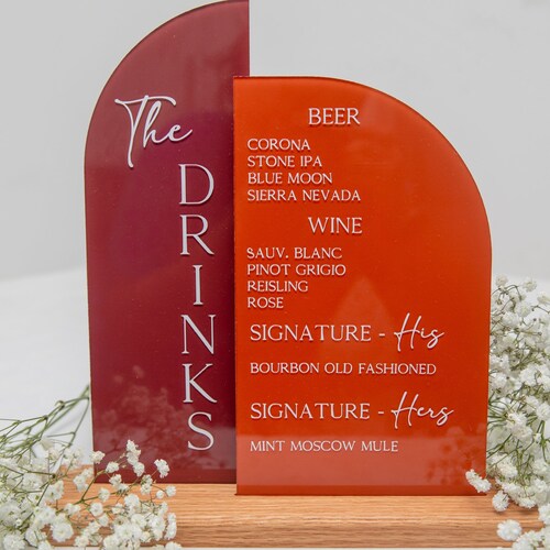 Acrylic Wedding Sign Bar Signs DFA1 Double Half Arch - Etsy