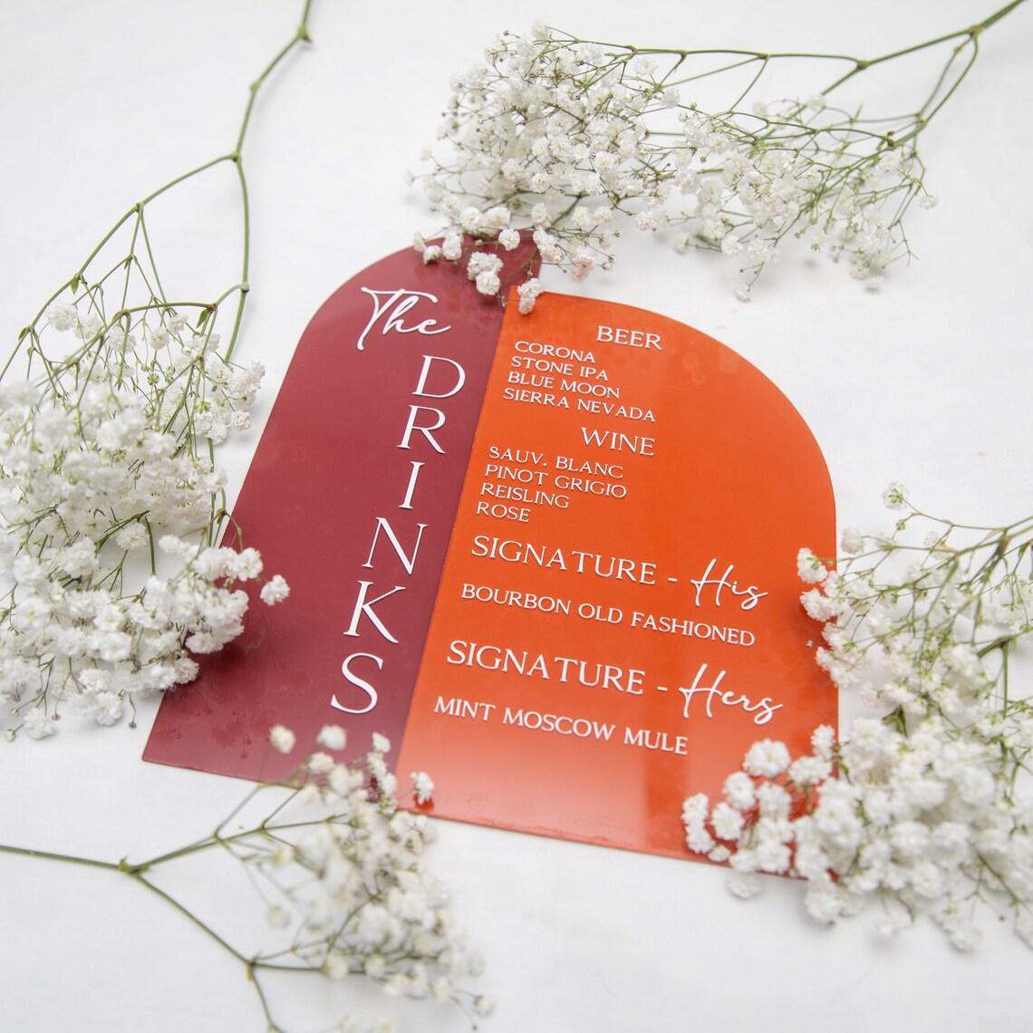 Acrylic Wedding Sign Bar Signs DFA1 Double Half Arch - Etsy