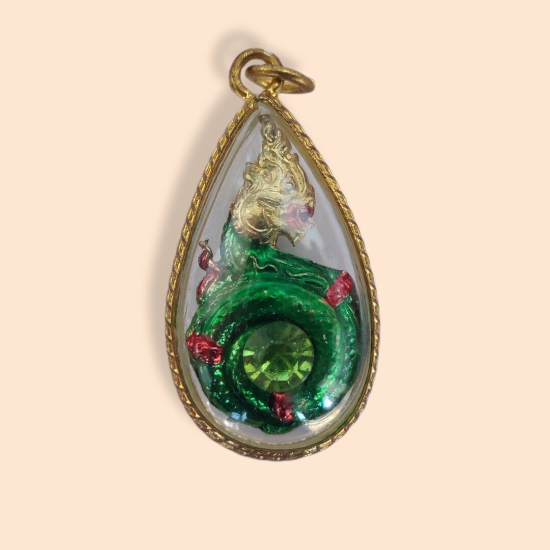 Holy Naga Snake Buddha Thai Amulet With Gem Protection Yant Talisman ...