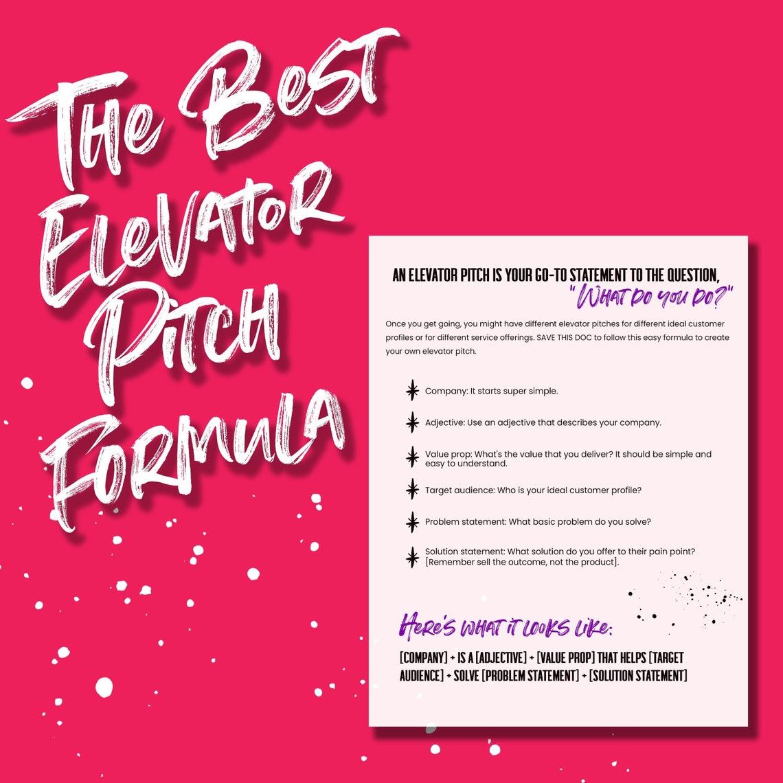 The Best Elevator Pitch Formula Write a Linkedin Summary and More - Etsy