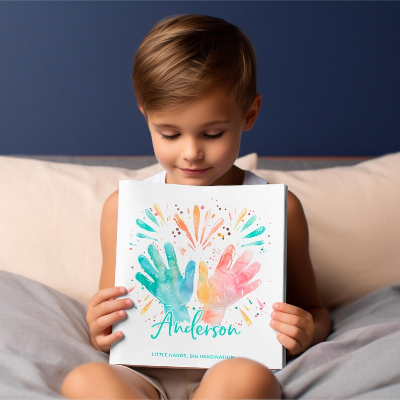 Personalized Kids Drawing Book, Custom Handprint Unique Keepsake, Child ...