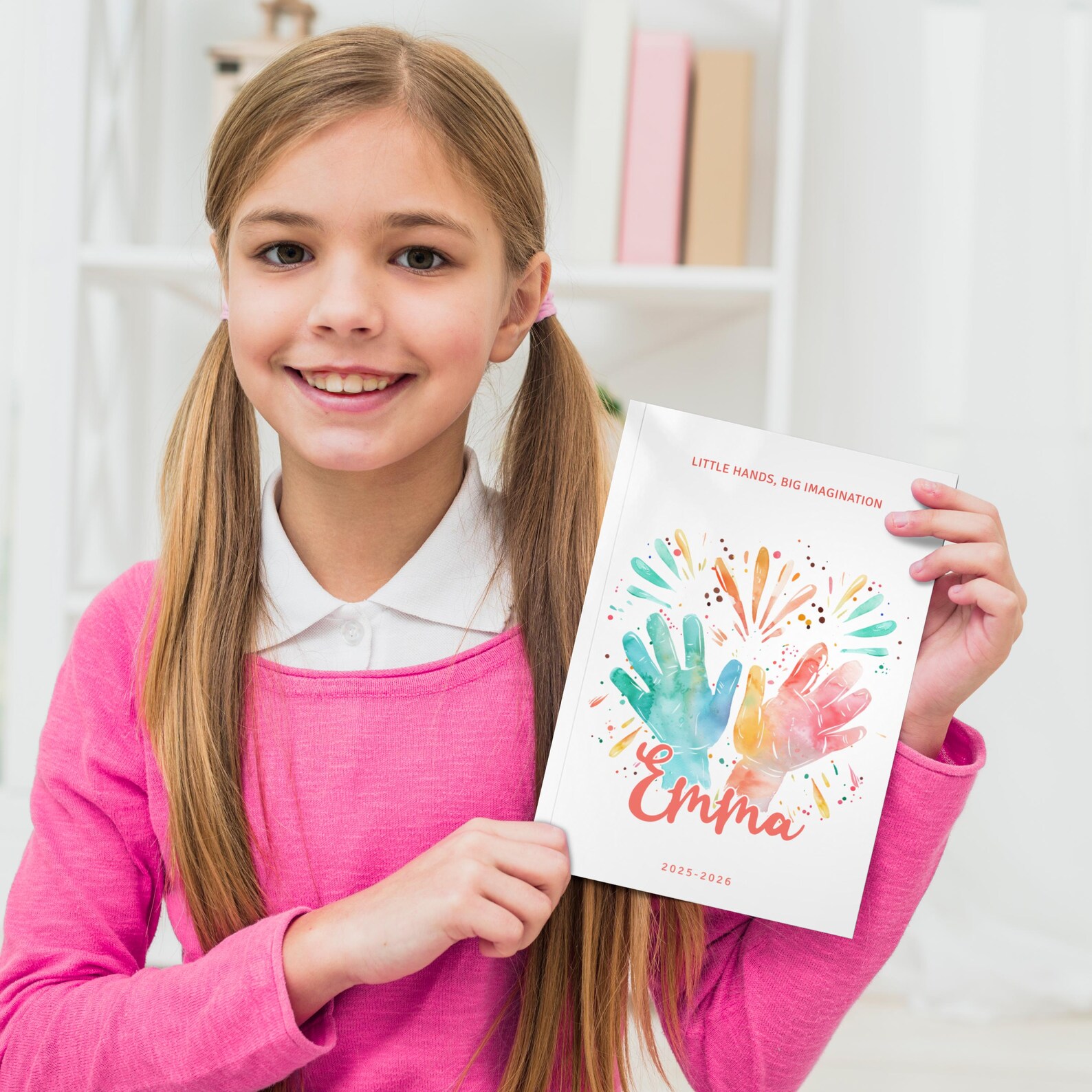 Personalized Kids Drawing Book, Custom Handprint Unique Keepsake, Child ...