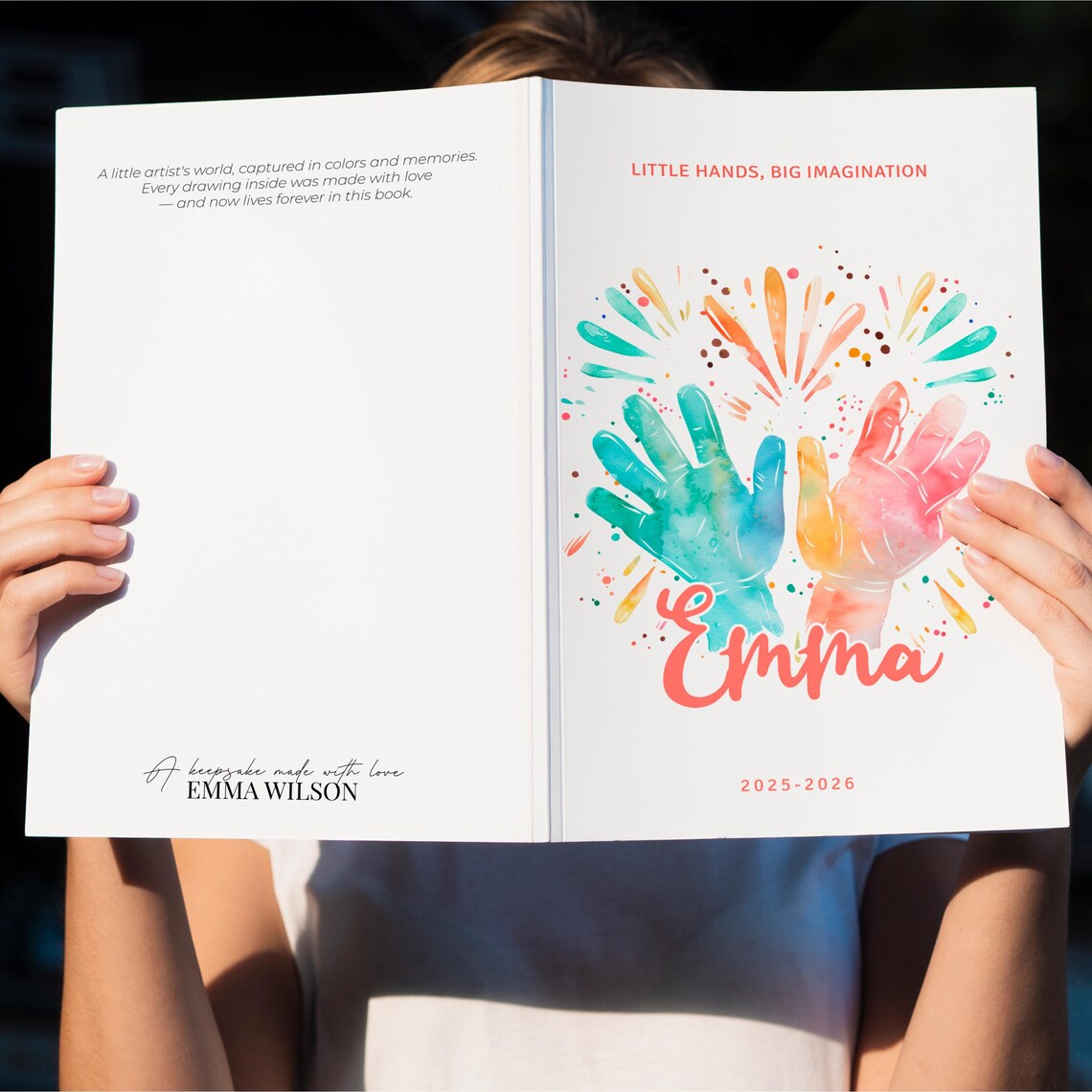 Personalized Kids Drawing Book, Custom Handprint Unique Keepsake, Child ...