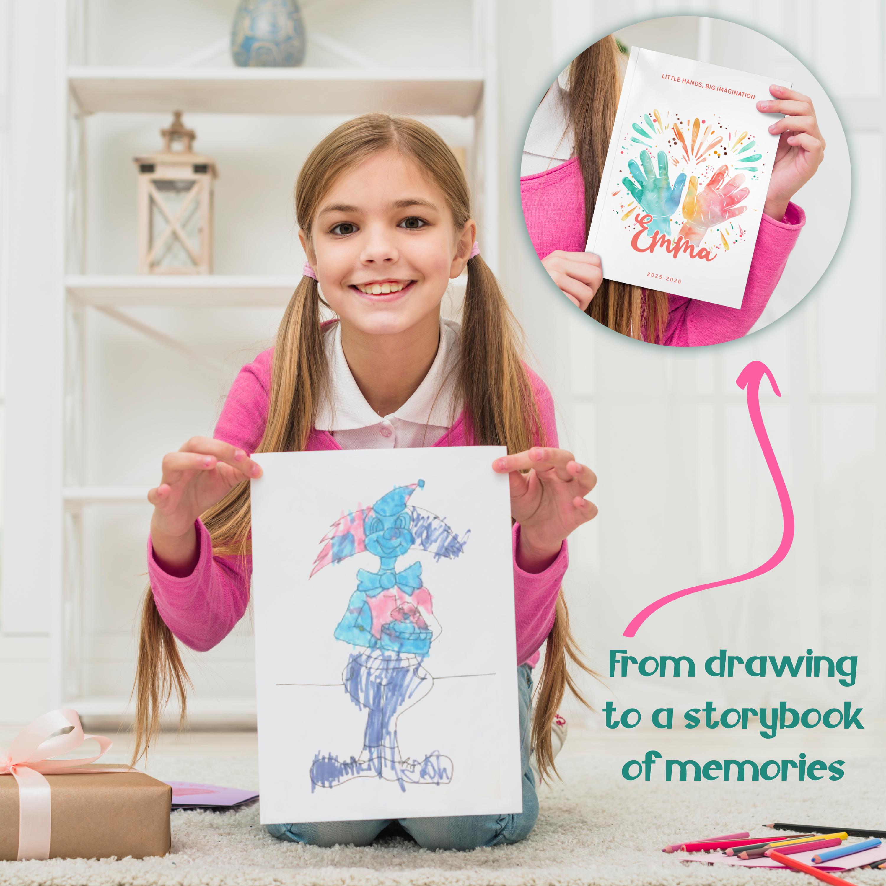 Personalized Kids Drawing Book, Custom Handprint Unique Keepsake, Child ...