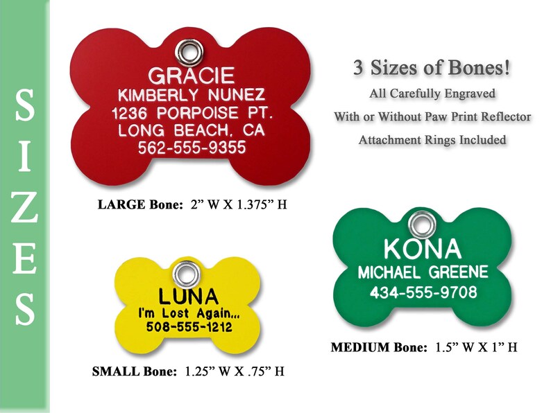 Pet ID Tags Bone Shaped Plastic Custom Engraved Personalized - Etsy
