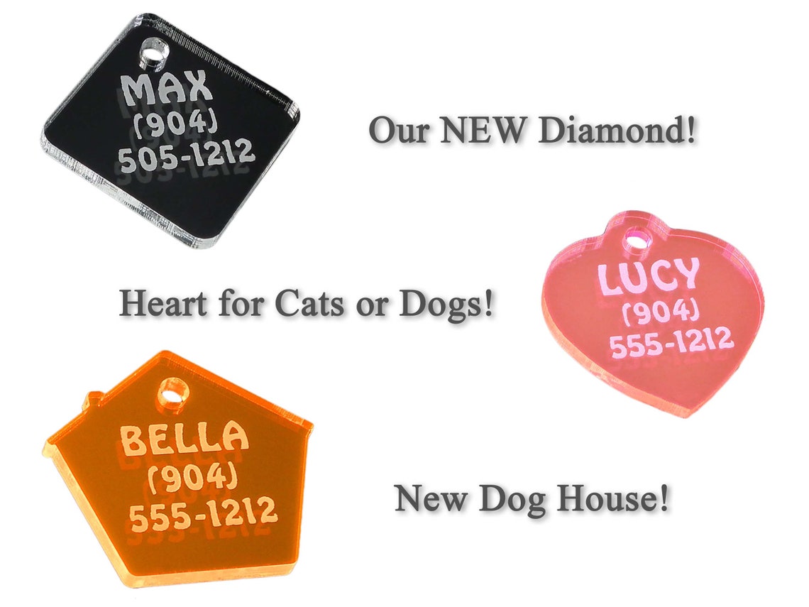 Pet ID Tags Acrylic Custom Engraved Personalized Dog Tags - Etsy