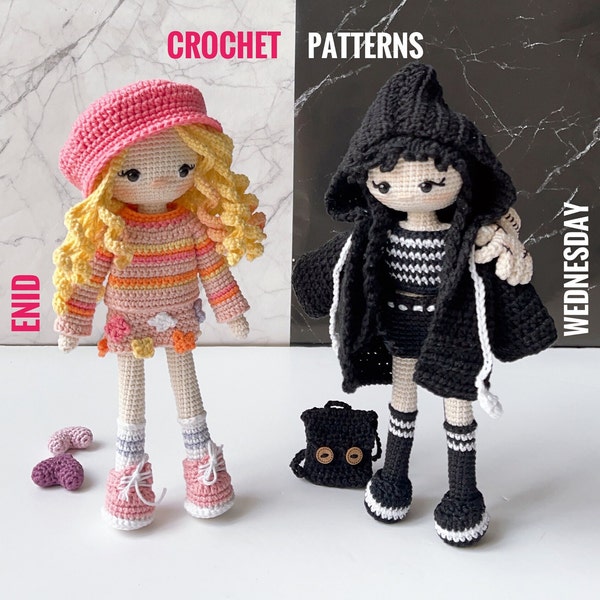 Wednesday Addams and Enid Doll - Etsy