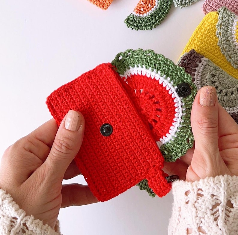 Crochet Fruit Wallet Pattern: Easy Mini Cardholder Keychain Pattern ...