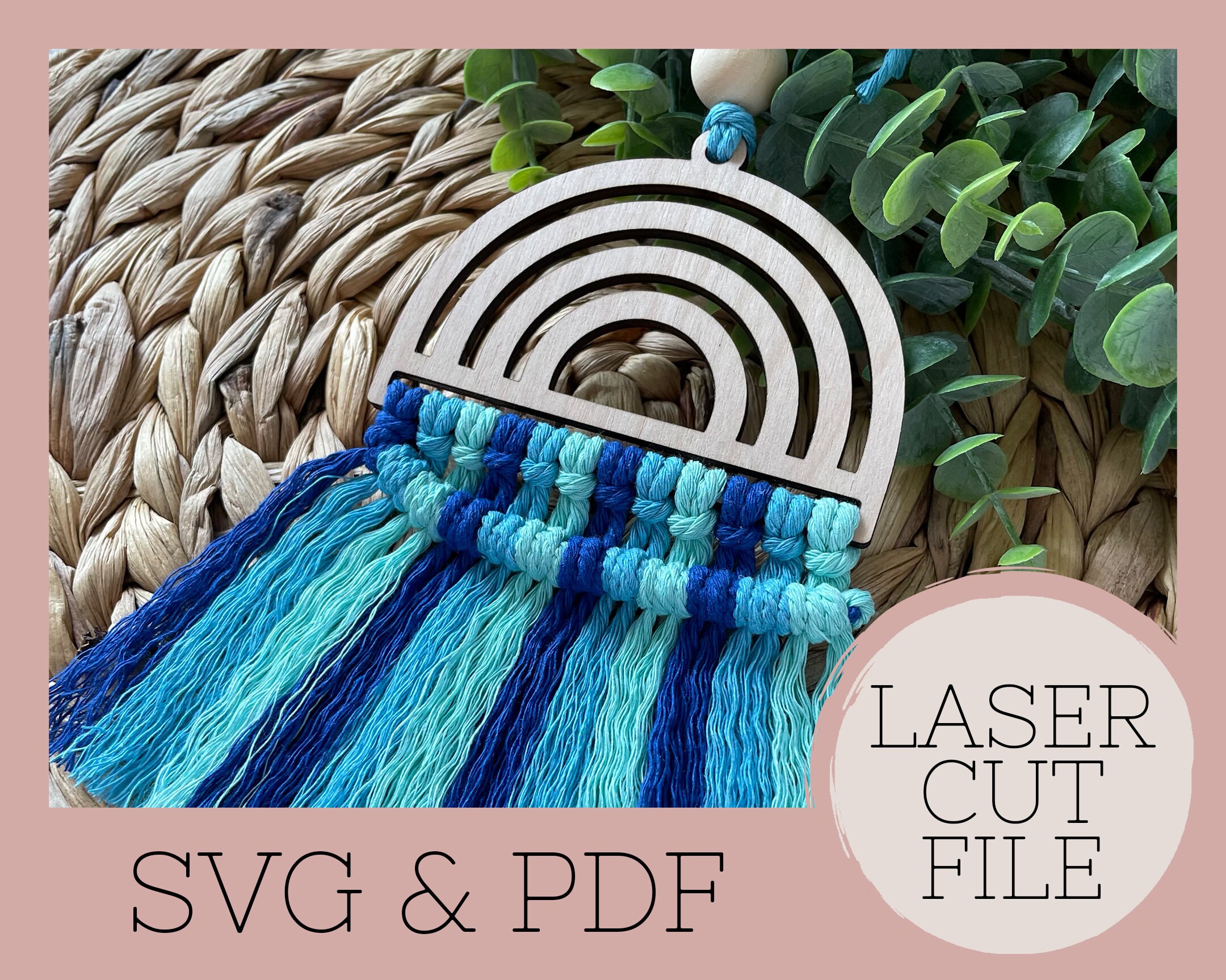 Macrame Car Charm SVG Rainbow Glowforge File Laser Cut File - Etsy