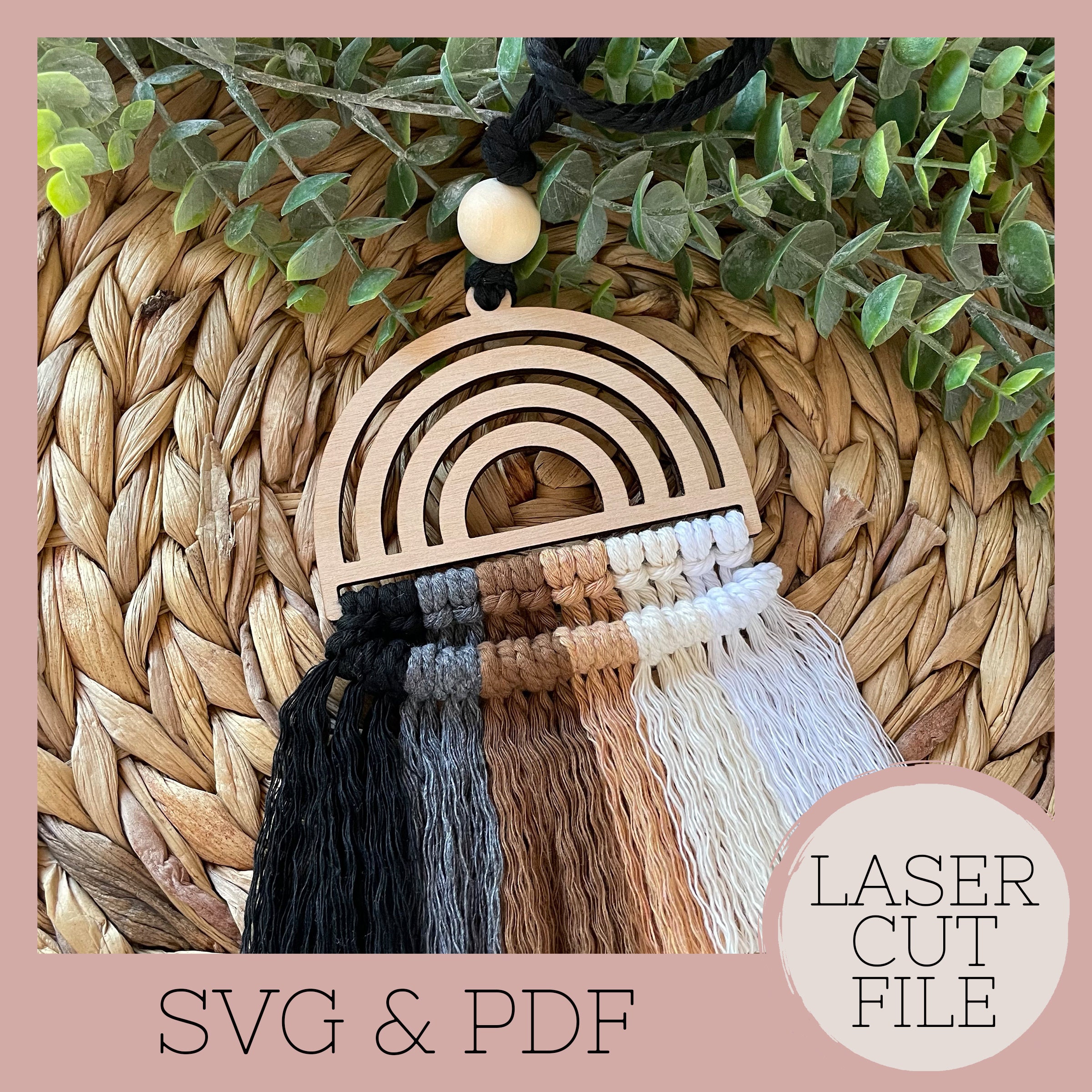 Macrame Car Charm SVG Rainbow Glowforge File Laser Cut File - Etsy