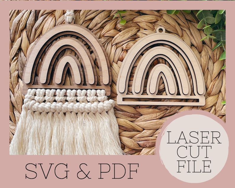 Macrame Car Charm SVG Rainbow Glowforge File Laser Cut File - Etsy