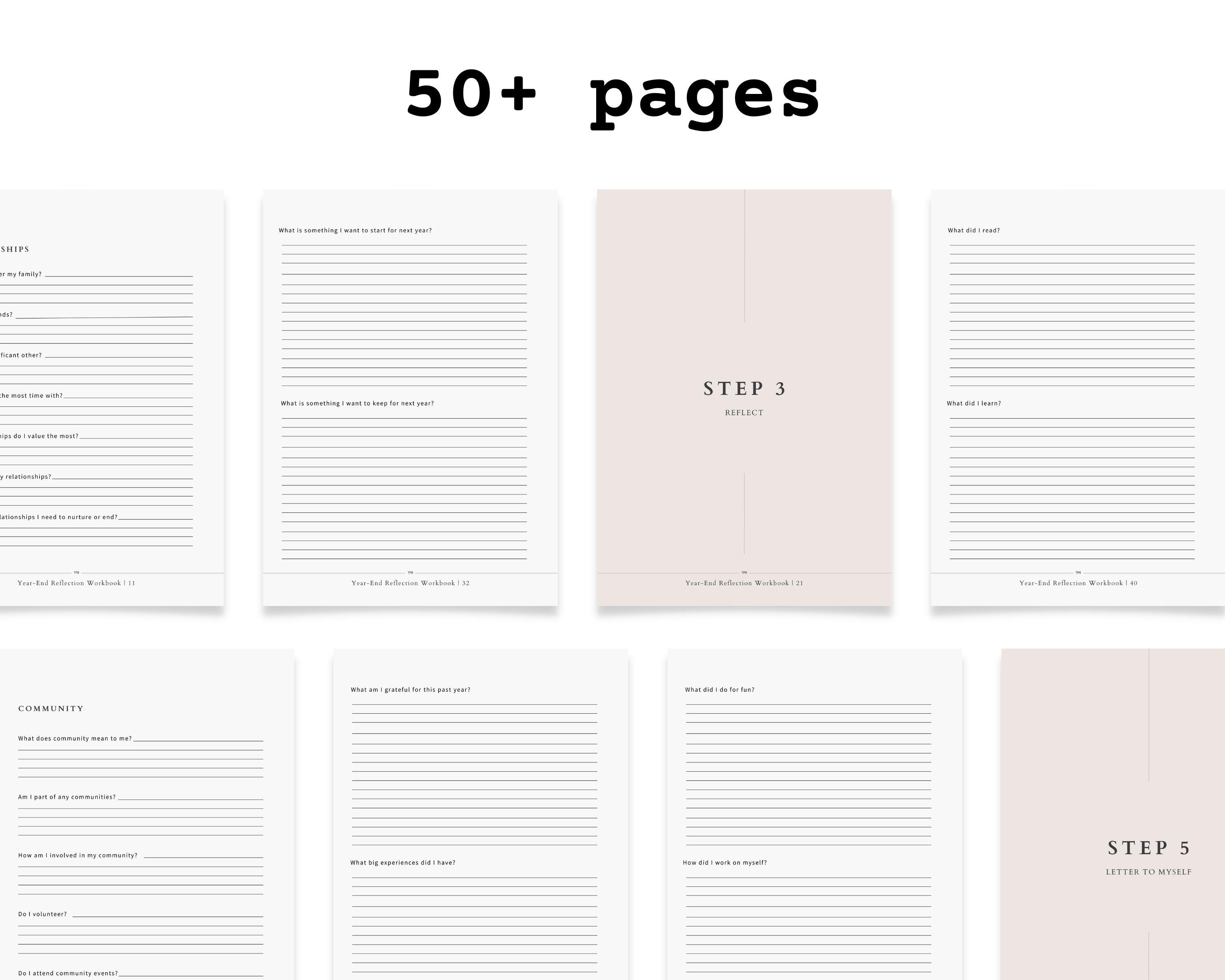 Year-end Reflection Workbook, Annual Review, Digital Template, Annual ...