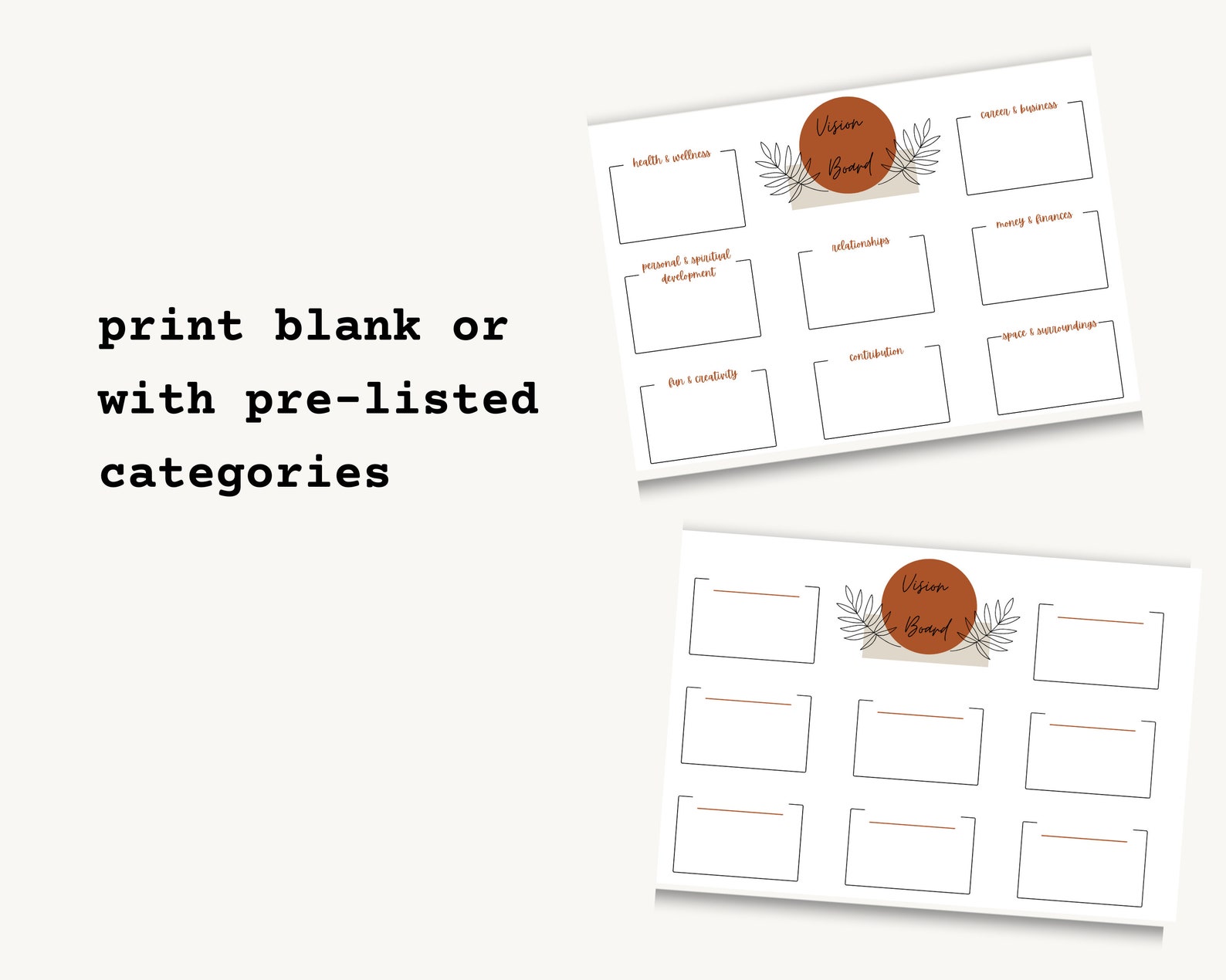 Minimalist Vision Board Poster, Printable Vision Board Template, Dream ...