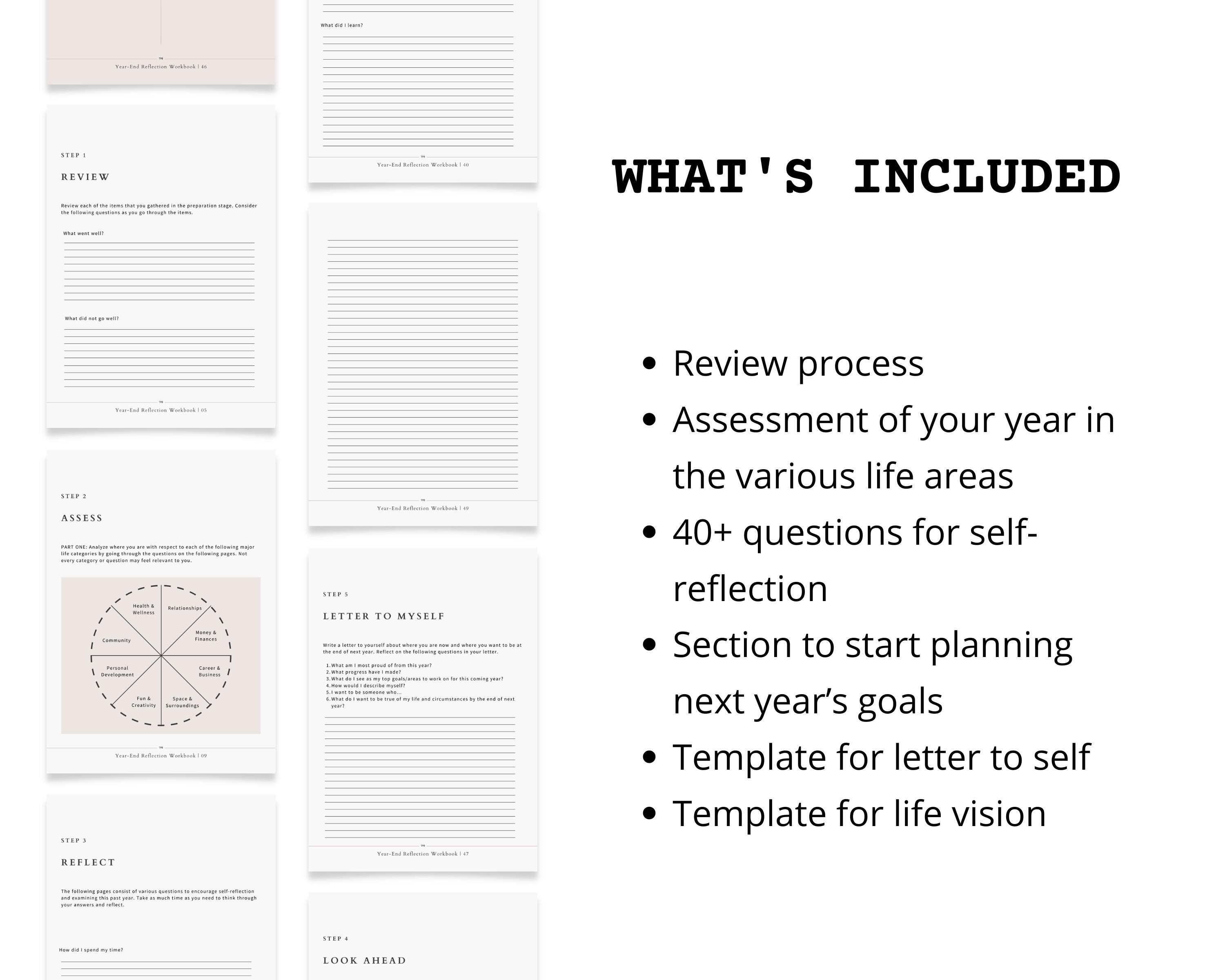 Year-end Reflection Workbook, Annual Review, Digital Template, Annual ...