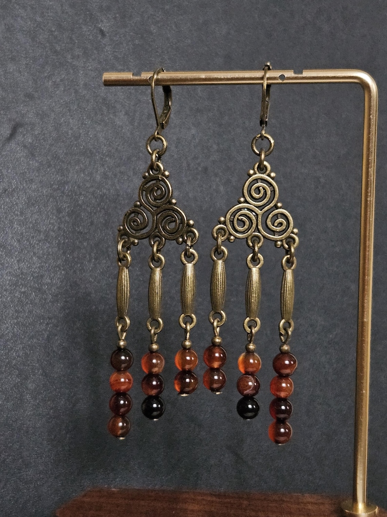 Carnelian Celtic Style Boho Earrings, Antique Bronze Earrings ...
