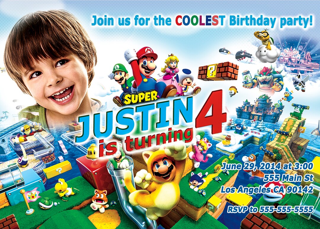 DIGITAL Invitation Mario Inspired, Mario - Etsy