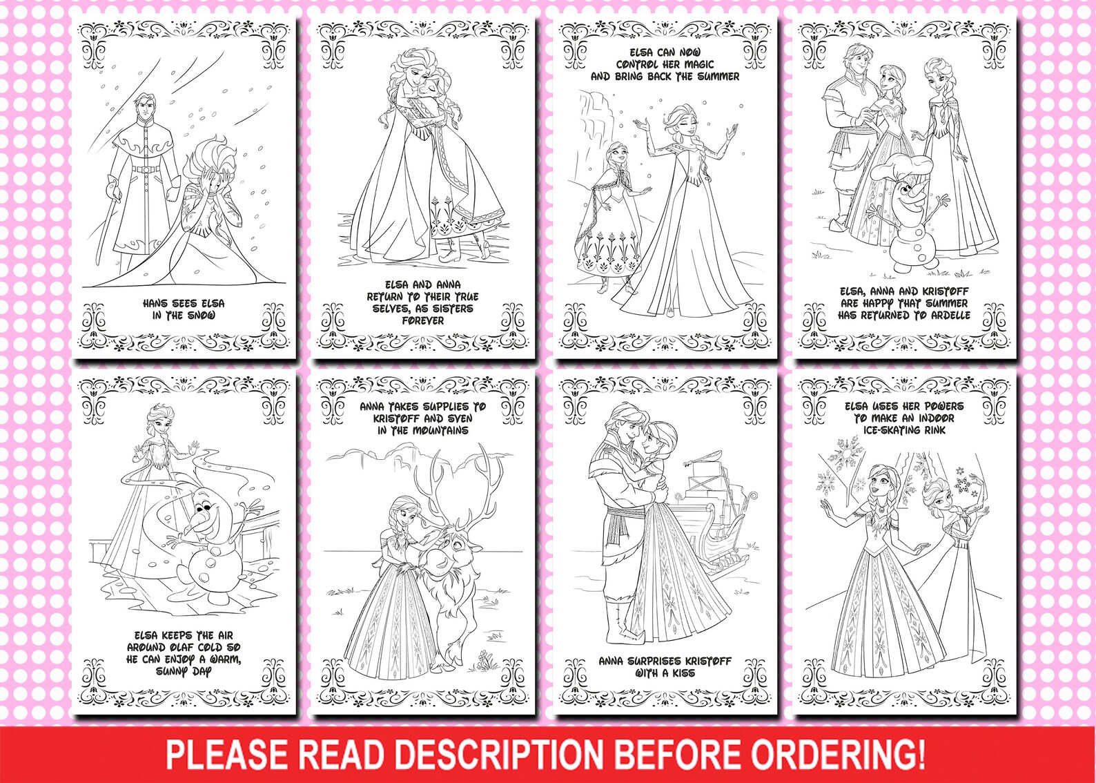 Minibook Frozen, Coloring Pages - Etsy