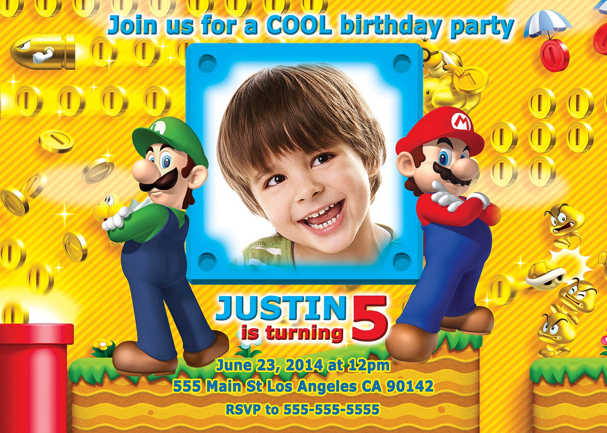 DIGITAL Invitation Mario Inspired Mario Super Mario - Etsy