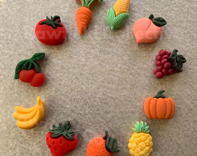 Fruit and Vegetable Fridge Magnets | 11 Pieces | Colorful Food Themed ...
