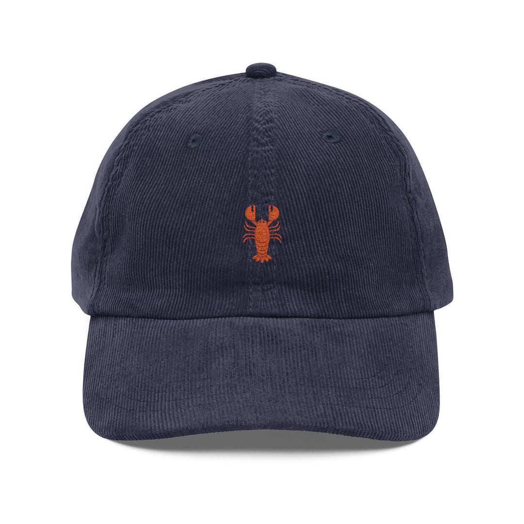 Vintage Embroidered Corduroy Cap: Lobster Design, Adjustable Fit - Etsy