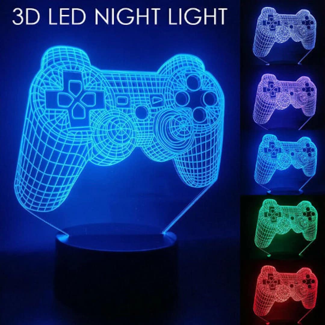 3D Illusion Game Controller Gamepad LED Night Light 7-color Acrylic ...
