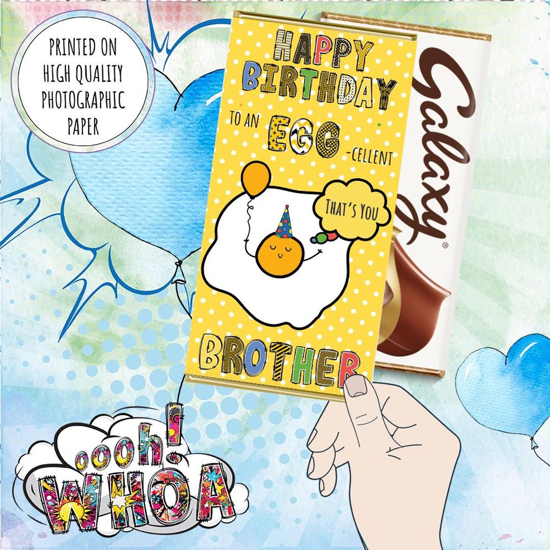Happy Birthday Chocolate Bar Wrapper, Gift for Brother, Personalised ...