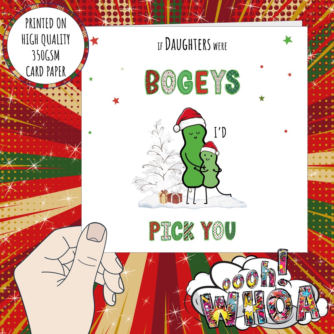 Funny Christmas Card I Personalised Card I If Daughters Were Bogeys I'd ...